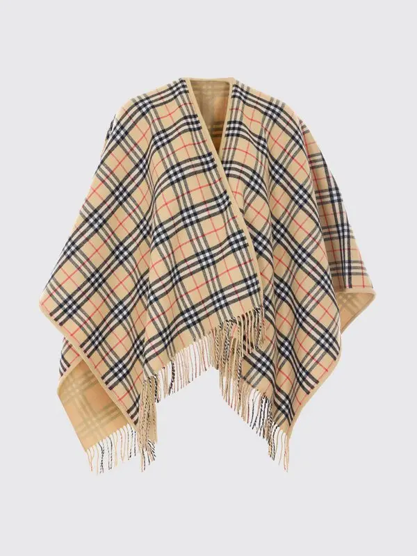 Burberry Check Wool Cape - Beige