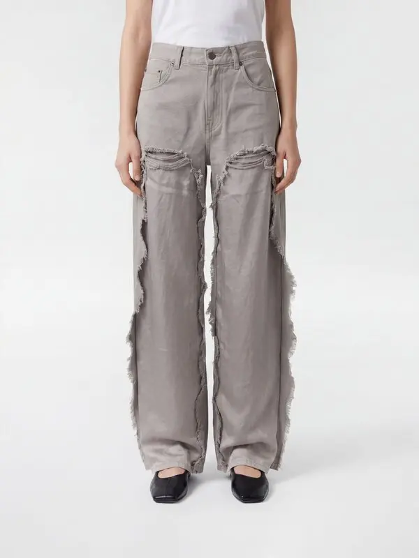 HAIKURE Distressed Denim Palazzo Jeans - Grey