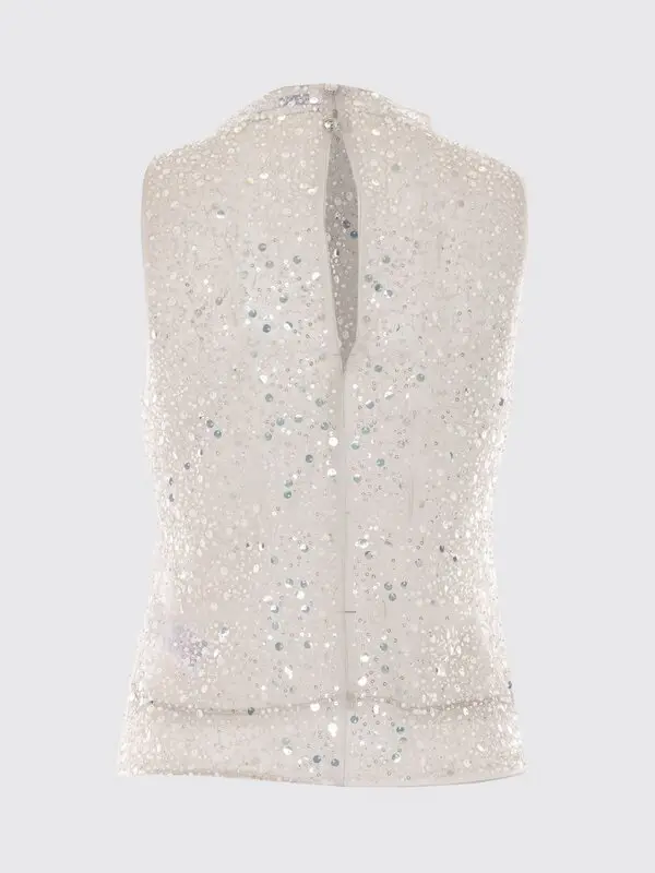 Patrizia Pepe Embellished Sequined Crêpe Top
