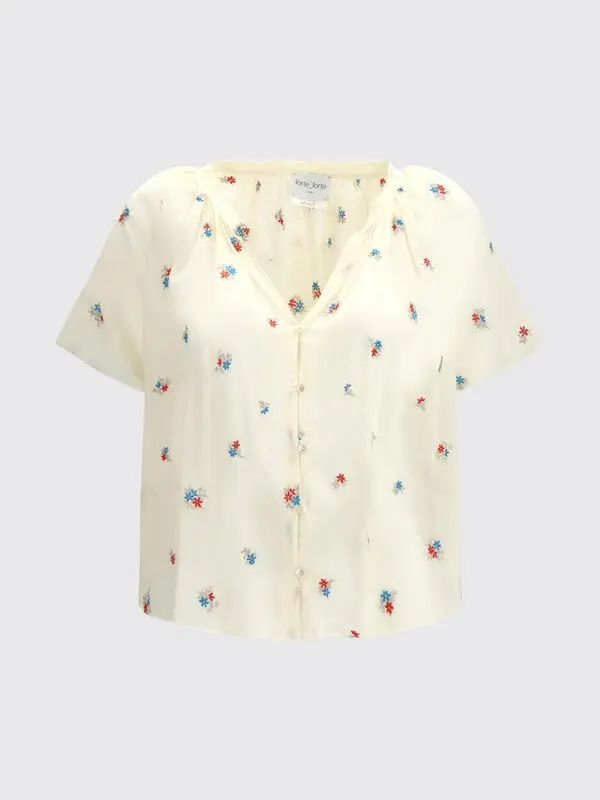 FORTE_FORTE Embroidered Short Sleeve Shirt - Beige