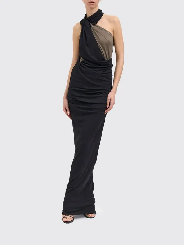 ENTIRE STUDIOS Asymmetrical Stretch Cotton Maxi Dress - Black