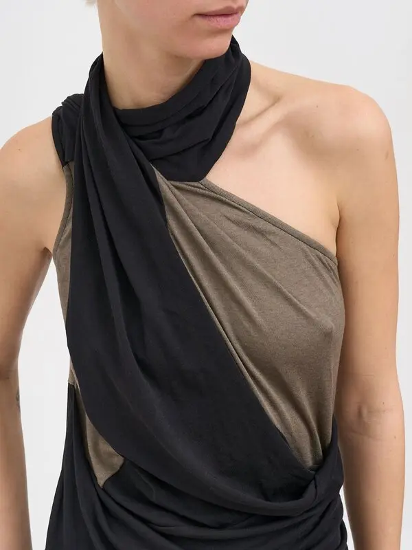 ENTIRE STUDIOS Asymmetrical Stretch Cotton Maxi Dress - Black