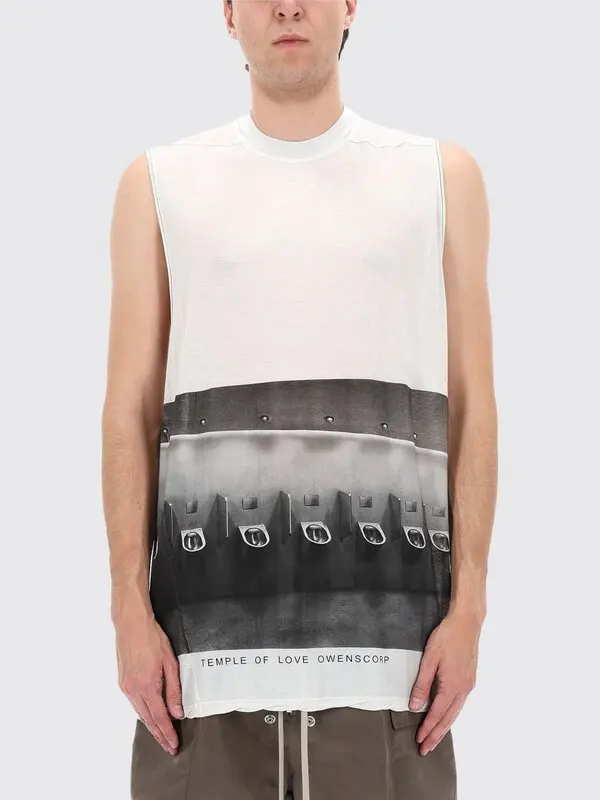 Rick Owens Printed Cotton Tank Top - White