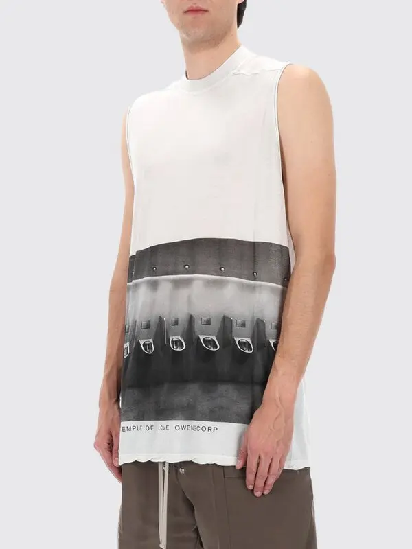 Rick Owens Printed Cotton Tank Top - White