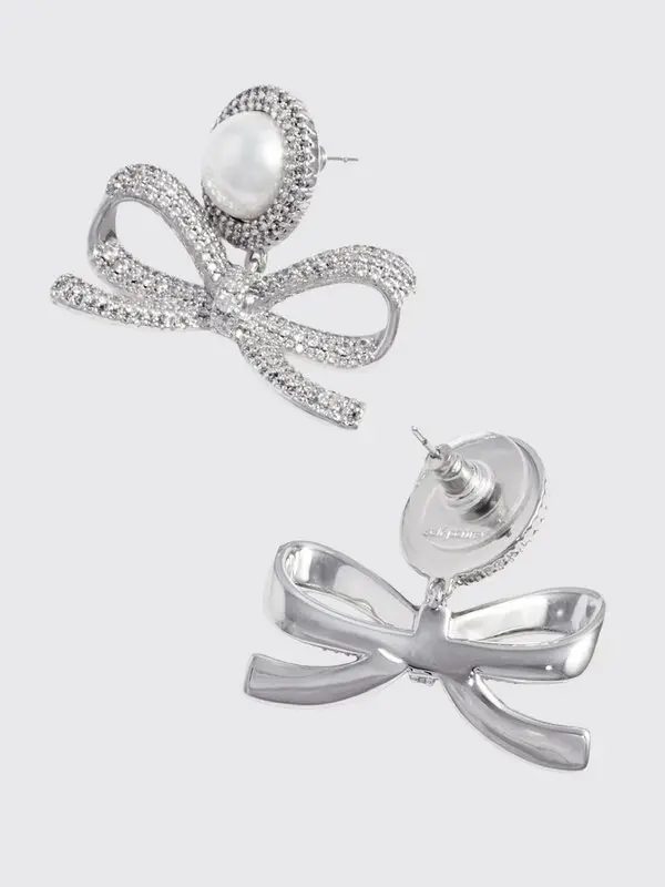 SELF-PORTRAIT Chromed Brass Dangle Earrings With Crystal Embellishments And Faux Pearl Detail