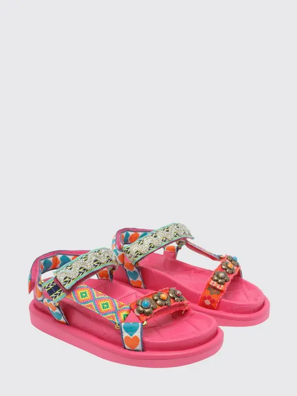 Kurt Geiger Orson Jacquard Canvas Sandals With Floral Appliqués