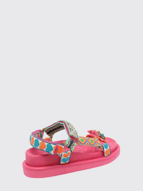 Kurt Geiger Orson Jacquard Canvas Sandals With Floral Appliqués