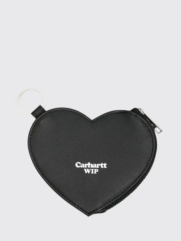 Carhartt Work In Progress Heart-shaped Leather Coin Purse With Logo - Black