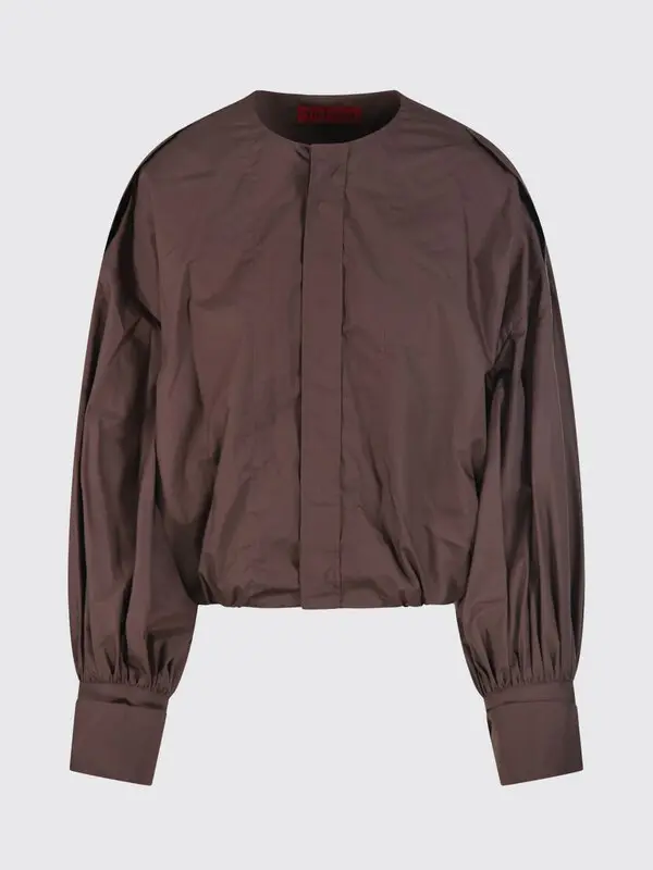THELATEST Cotton Poplin Shirt With Long Sleeves And Crew Neck - Brown