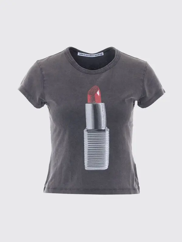 Alexander Wang Cropped Slim Fit Graphic T-shirt - Grey