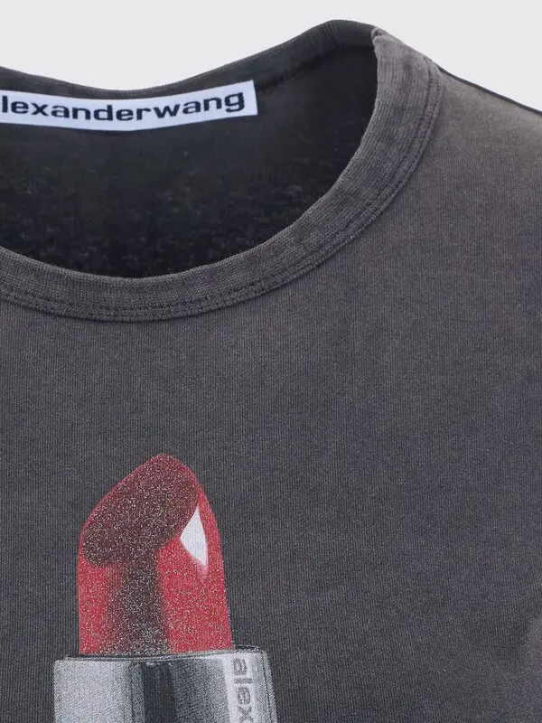 Alexander Wang Cropped Slim Fit Graphic T-shirt - Grey