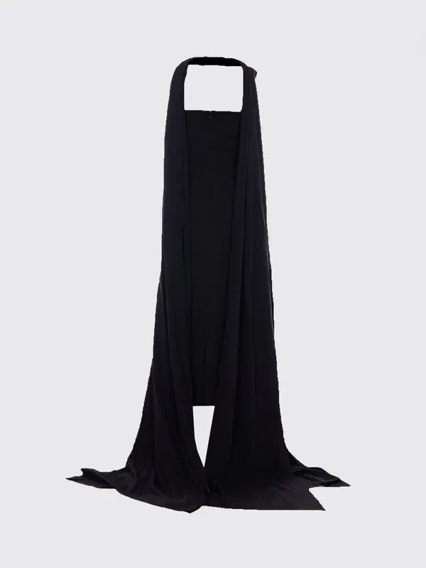 Solace London Long Crêpe Off-the-shoulder Gown With Slit - Black