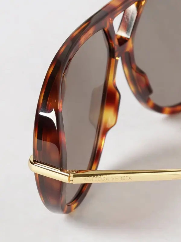 Bottega Veneta Classic Aviator Sunglasses In Metal And Recycled Acetate - Brown