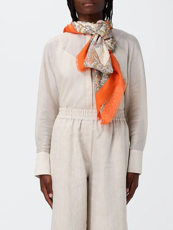 Etro Paisley Print Cotton Blend Foulard
