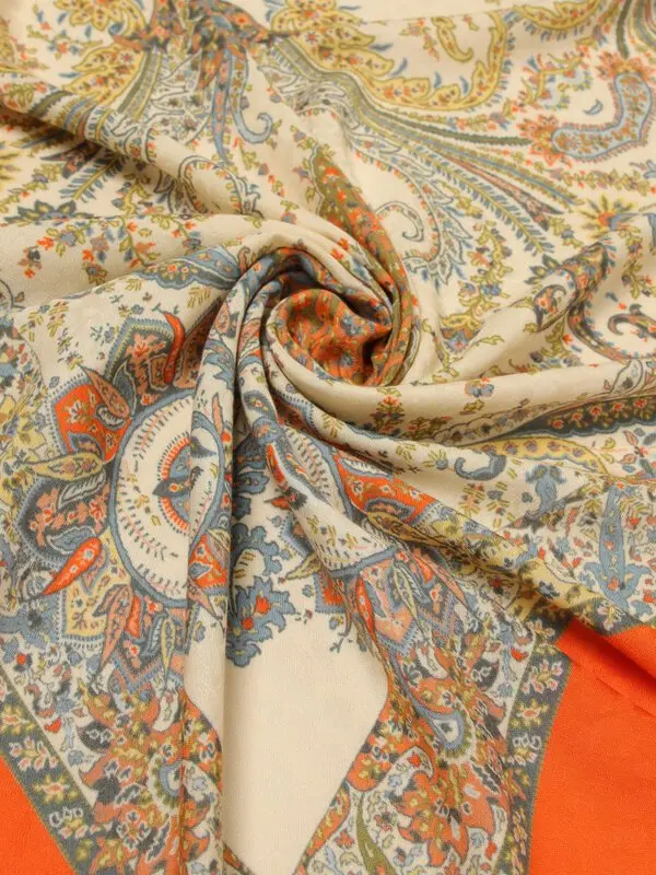 Etro Paisley Print Cotton Blend Foulard