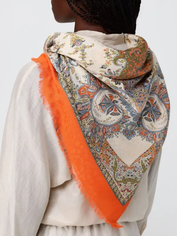 Etro Paisley Print Cotton Blend Foulard