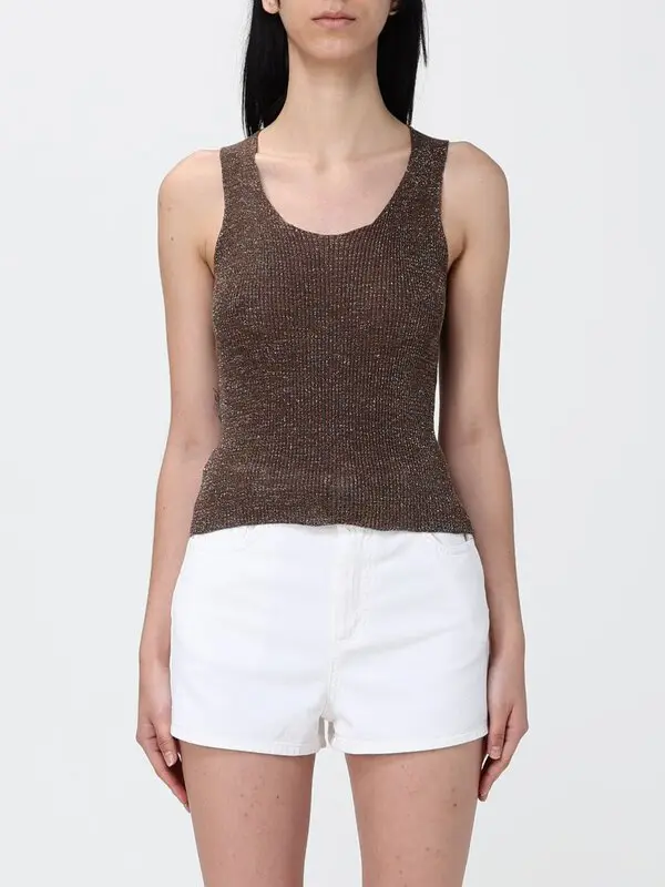 TWINSET Ribbed Knit Top - Coffee