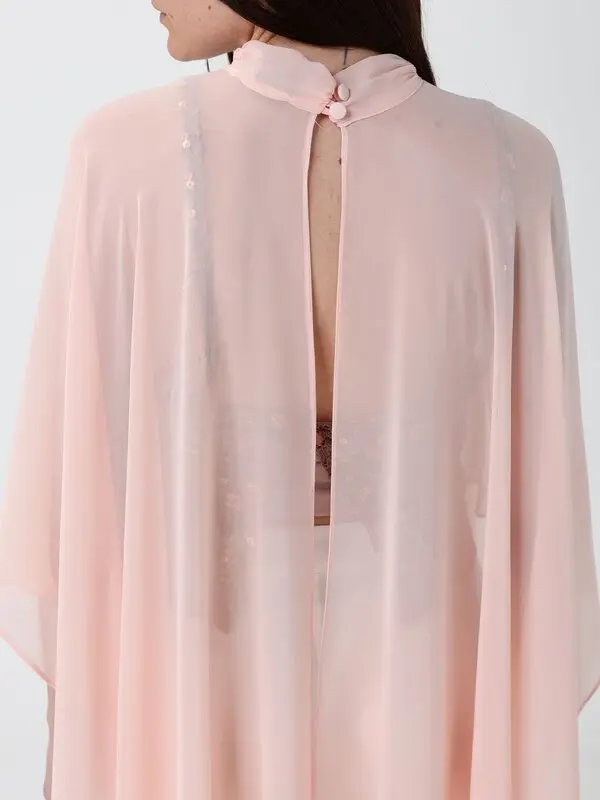 H COUTURE Sequined Lace Cape Dress - Peach