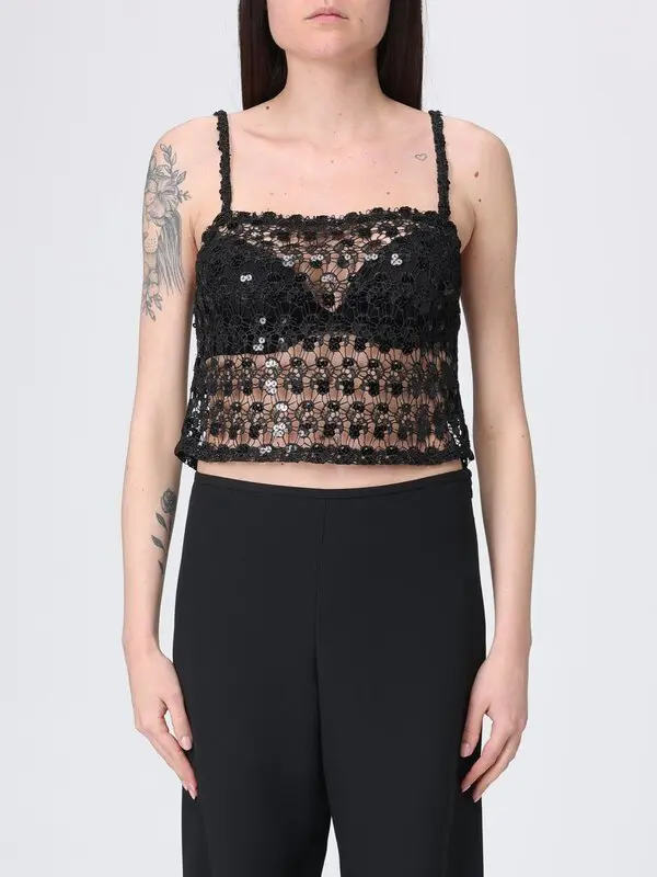 H COUTURE Lace And Sequin Embellished Top - Black