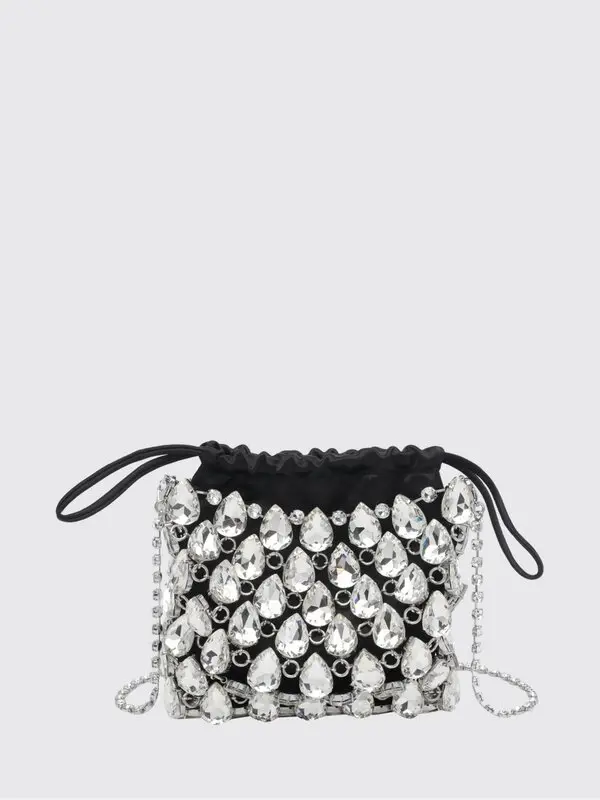 SELF-PORTRAIT Rhinestone Embellished Satin Bucket Clutch - Multicolor