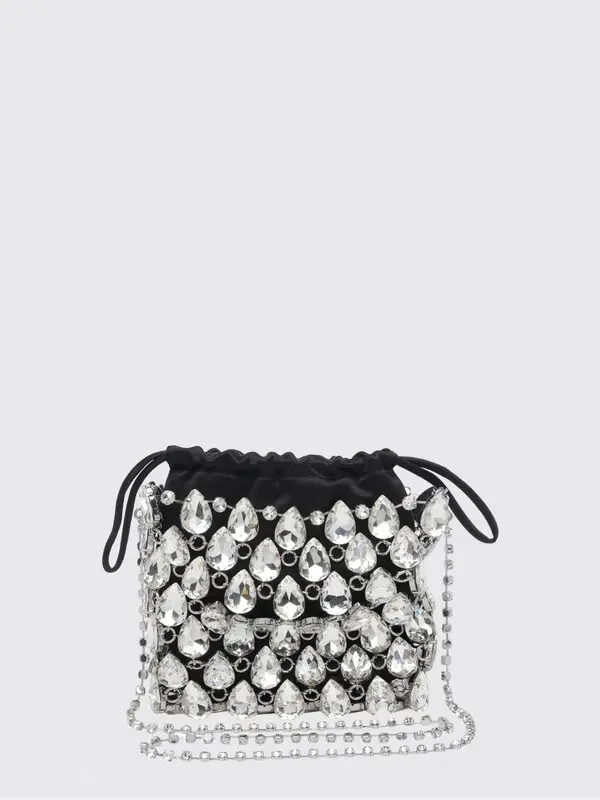 SELF-PORTRAIT Rhinestone Embellished Satin Bucket Clutch - Multicolor