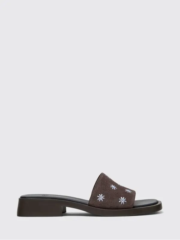 Camper Dana Suede Mules With Floral Embroidery