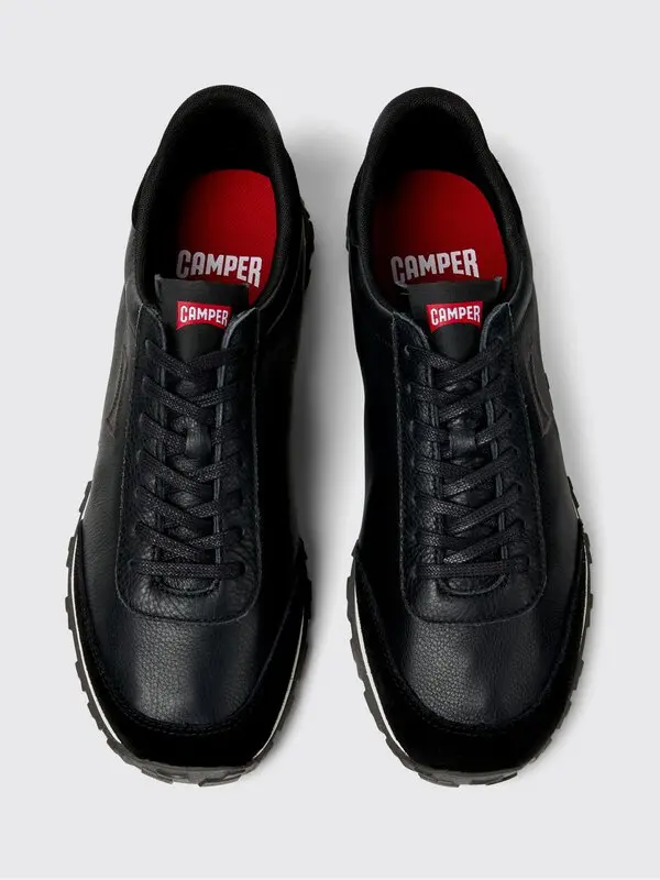 Camper Drift Walk Leather And Suede Sneakers - Black