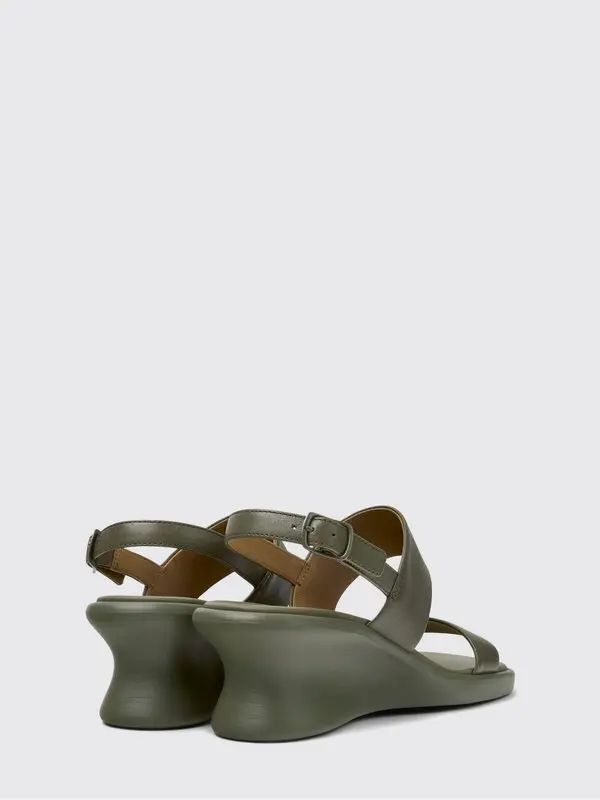 Camper Louise Smooth Calfskin Leather Wedge Sandals - Green