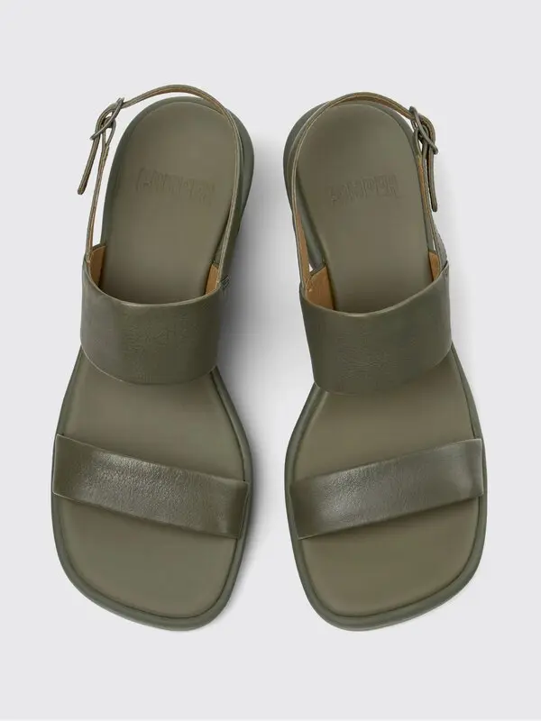 Camper Louise Smooth Calfskin Leather Wedge Sandals - Green