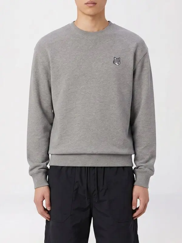 Maison Kitsuné Cotton Crewneck Sweatshirt With Logo - Grey