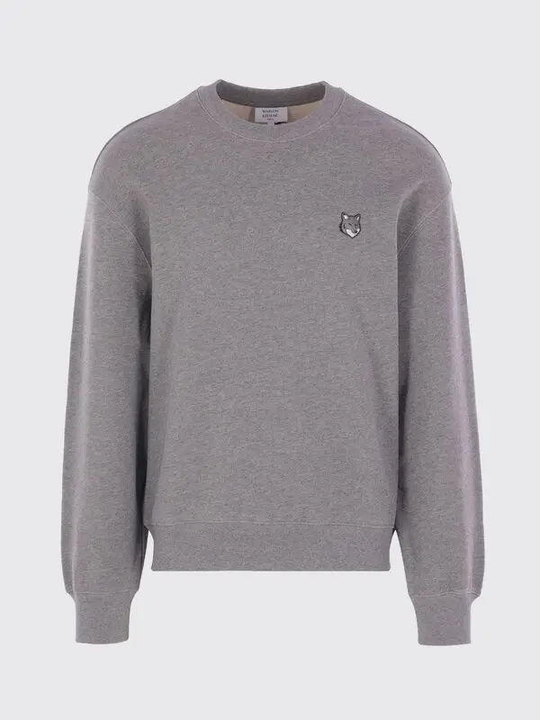 Maison Kitsuné Cotton Crewneck Sweatshirt With Logo - Grey