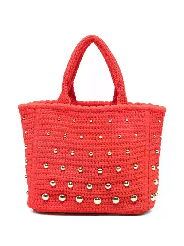 Sandro Stud-embellished Crochet Tote Bag - Red