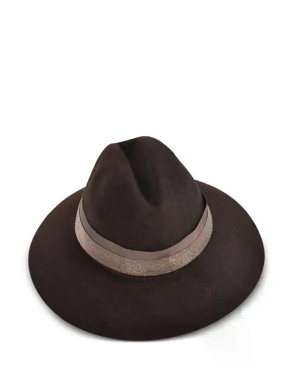 Brunello Cucinelli Beaded Band Wide Brim Hat - Brown