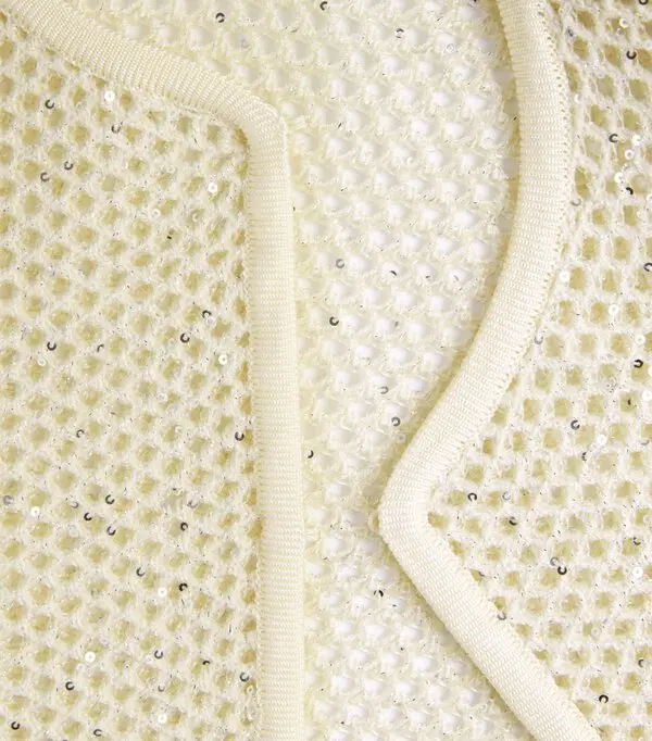 Maje Embellished Open-knit Cardigan - Yellow