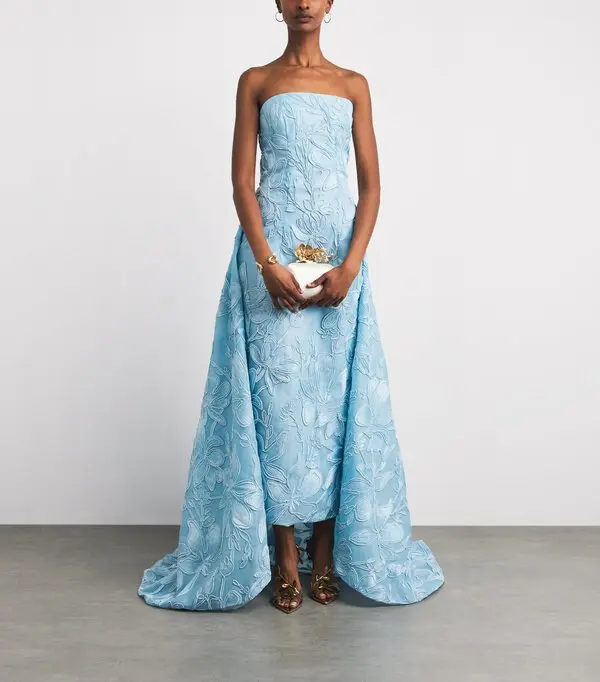 Monique Lhuillier Floral Corded Column Gown