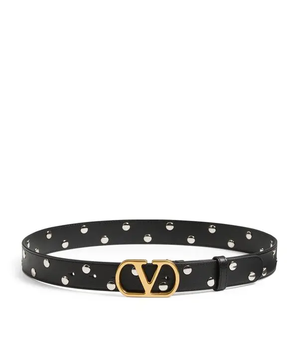 Valentino Garavani Leather Vlogo Signature Belt - Black