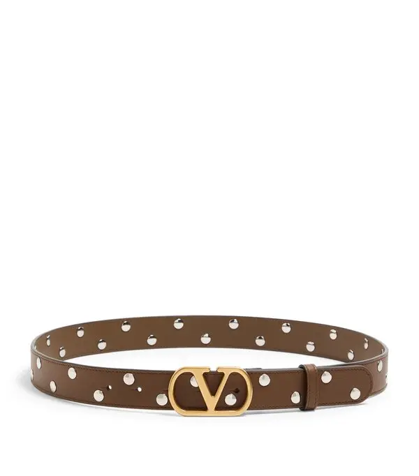 Valentino Garavani Vlogo Signature Leather Belt - Brown