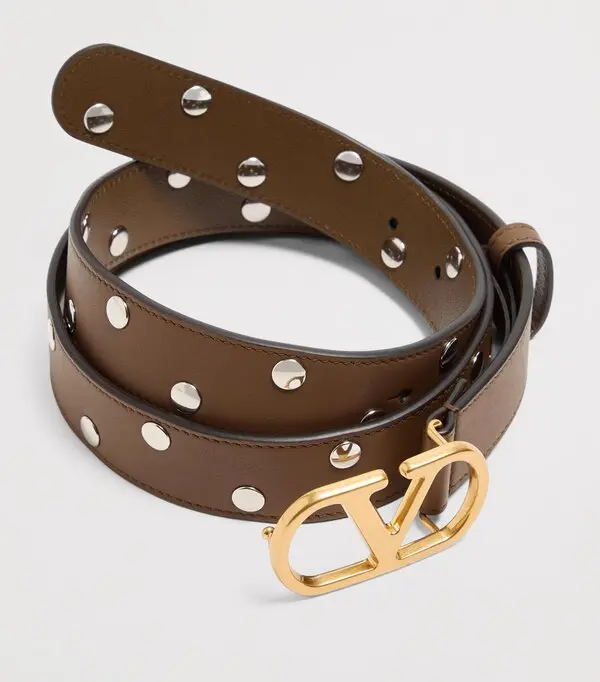 Valentino Garavani Vlogo Signature Leather Belt - Brown