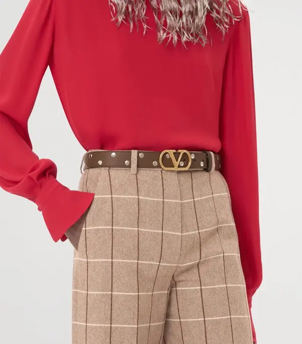 Valentino Garavani Vlogo Signature Leather Belt - Brown