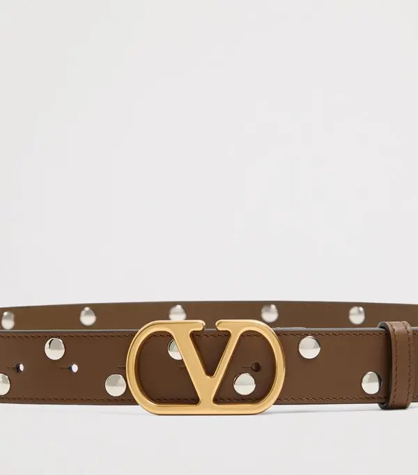 Valentino Garavani Vlogo Signature Leather Belt - Brown