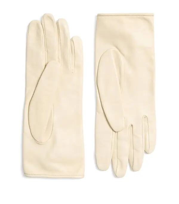Valentino Garavani Leather Vlogo Signature Gloves - Ivory