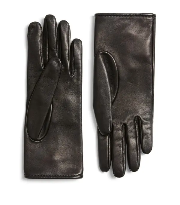 Valentino Garavani Leather Vlogo Signature Gloves - Black