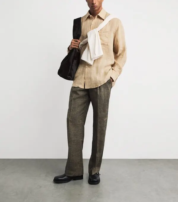 Our Legacy Cotton-linen-blend Check Above Shirt - Yellow