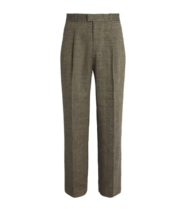 Our Legacy Linen-silk-cotton Straight Leg Trousers - Brown