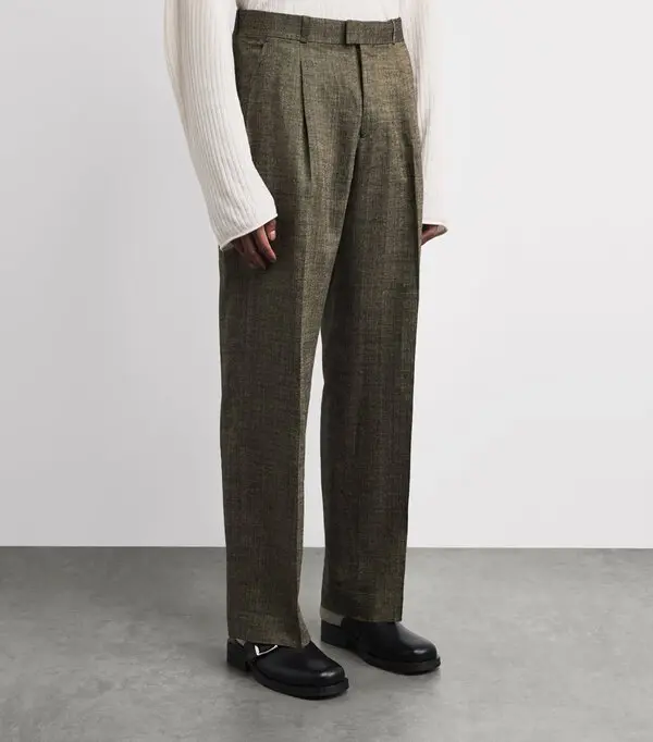 Our Legacy Linen-silk-cotton Straight Leg Trousers - Brown