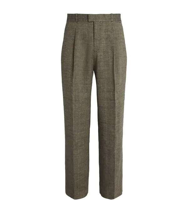 Our Legacy Linen-silk-cotton Straight Leg Trousers - Brown
