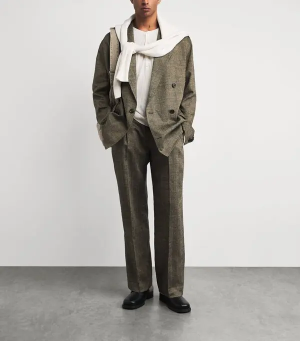 Our Legacy Linen-silk-cotton Straight Leg Trousers - Brown