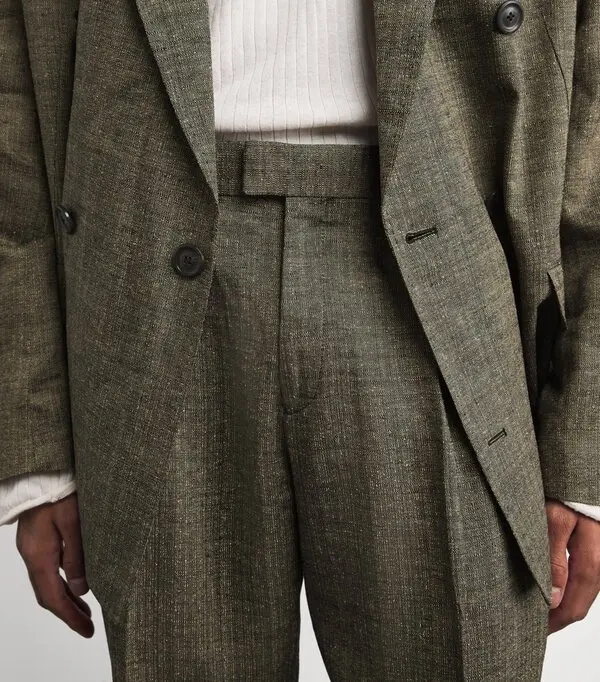 Our Legacy Linen-silk-cotton Straight Leg Trousers - Brown