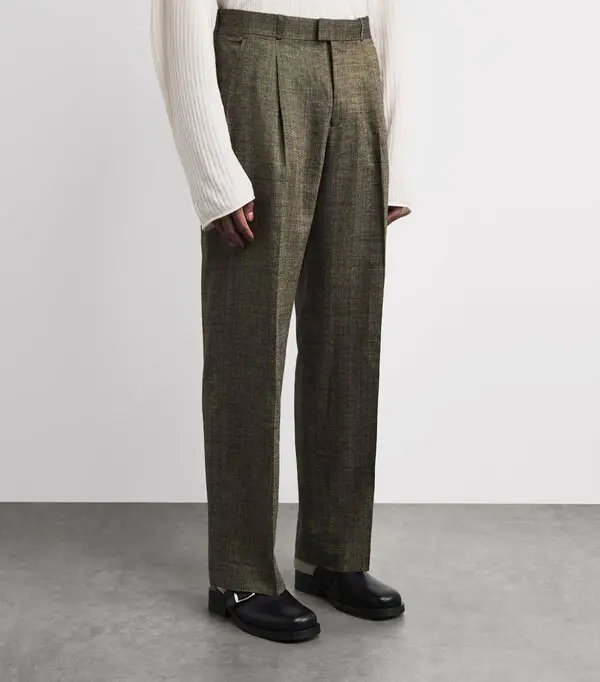 Our Legacy Linen-silk-cotton Straight Leg Trousers - Brown