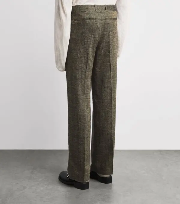 Our Legacy Linen-silk-cotton Straight Leg Trousers - Brown